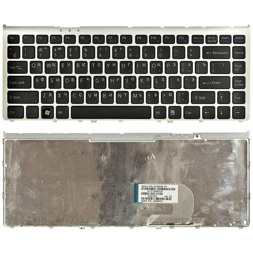 Клавиатура для Sony Vaio VGN-FW373J/B черная с серебристой рамкой