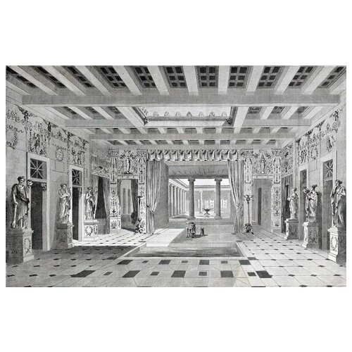 Постер на холсте Интерьер со статуями (Interior with statues) 46см. x 30см.