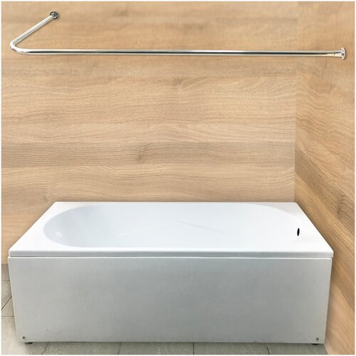 Карниз EGVANS 180х70 (штанга) , нержавеющая сталь 25 мм , угловой Г- образный , для ванны и ванной комнаты