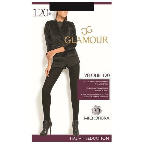 Колготки  Glamour Велюр, 120 den, размер 3-4, черный