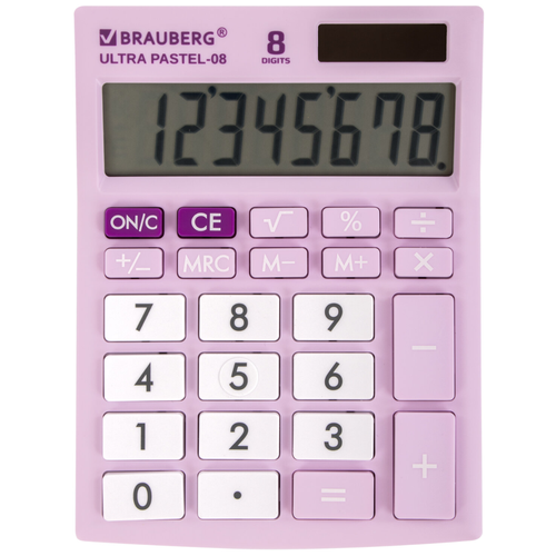 Калькулятор настольный BRAUBERG ULTRA PASTEL-08, сиреневый, 4 шт.