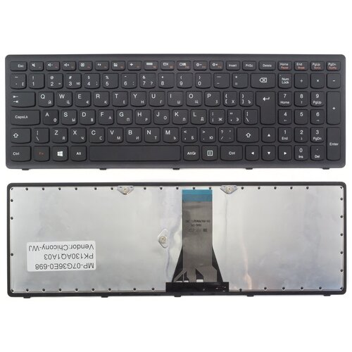 Клавиатура для ноутбука Lenovo IdeaPad G500S черная с рамкой