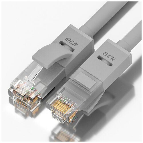 GCR Патч-корд прямой 15.0m UTP кат.5e, серый, 24 AWG, литой, ethernet high speed 1 Гбит/с, RJ45, T568B