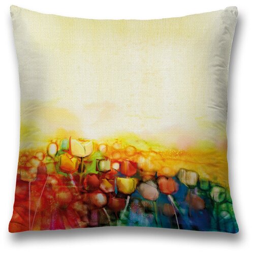 Наволочка декоративная на молнии, чехол на подушку JoyArty "Море цветов" 45х45 см