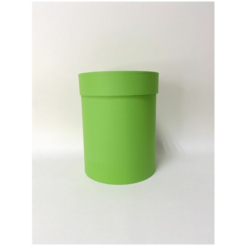 Коробка для подарков из картона с крышкой, шляпная, круглая, 15х20 см, зеленая