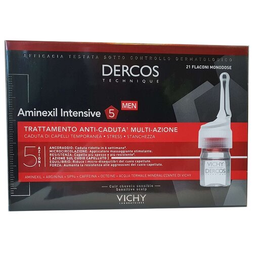 Средство Vichy Dercos Aminexil Intensive 5 против выпадения волос у мужчин в ампулах, 21 монодоза, 126 мл