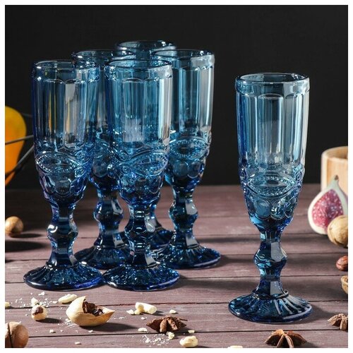 Набор бокалов стеклянных для шампанского «Ла-Манш», 160 мл, 7×20 см, 6 шт