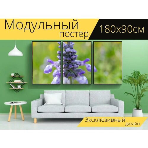 Модульный постер "Цветок, природа, цвести" 180 x 90 см. для интерьера