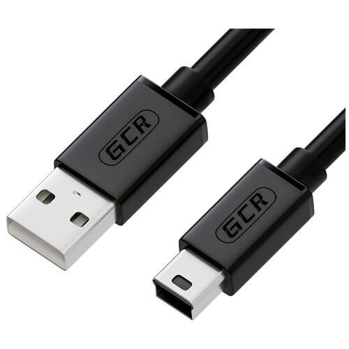 GCR Кабель 1.5m USB 2.0, AM/mini, черный, 28/28 AWG, экран, армированный, морозостойкий