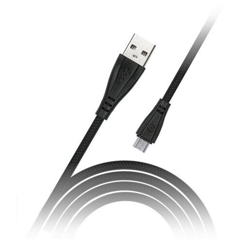 Кабель Smartbuy iK-12RG, USB2.0 (A) - microUSB (B), резиновая оплетка, 2A output, 1м, черный, 3 штуки