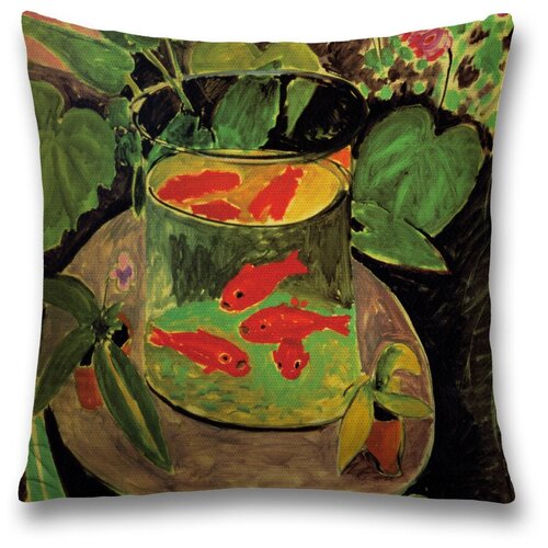 Наволочка декоративная на молнии, чехол на подушку JoyArty "Золотые рыбки" 45х45 см