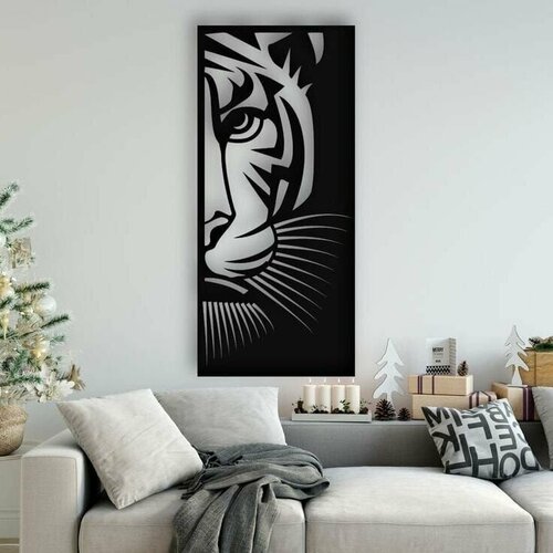 Панно настенное "Тигр" 70*40 см из дерева, фанеры для дома, декора и дизайна интерьера/панно, картина на стену