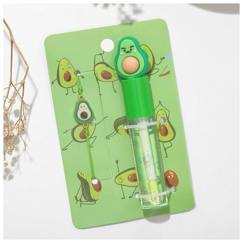 Набор 2 предмета: браслет, блеск для губ "Авокадо", цвет зелёный