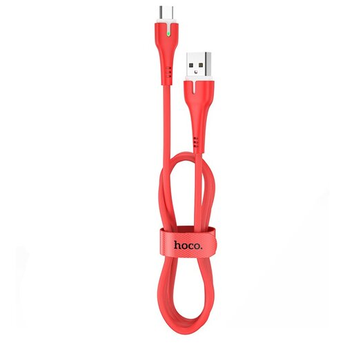 Кабель USB - Apple 8 pin HOCO X45 Surplus, 1 м, круглый, 2.4 A, силикон, светящийся, индикатор, красный