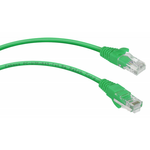 Патч-корд Cabeus U/UTP PC-UTP-RJ45-Cat.5e-2m-GN категория 5е, 2xRJ45/8p8c, неэкранированный, зеленый, PVC, 2м