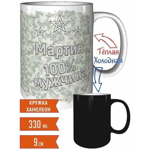 Кружка Мартин 100% мужчина - проявляющаяся при нагреве, хамелеон.