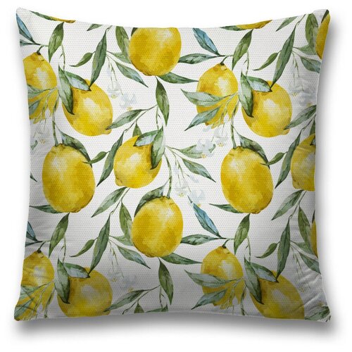 Наволочка декоративная на молнии, чехол на подушку JoyArty "Ветви лимона" 45х45 см