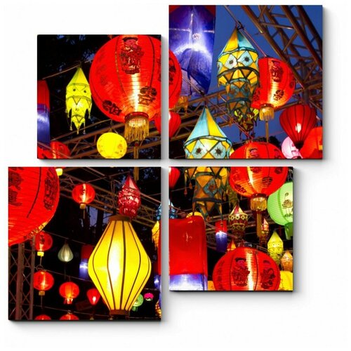 Модульная картина Волшебный свет китайских фонариков, Гонконг 160x160