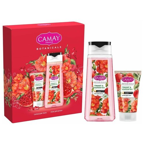 Подарочный набор Camay Botanicals Цветы граната Гель для душа 250мл и Скраб с миндальным маслом 120мл х3шт