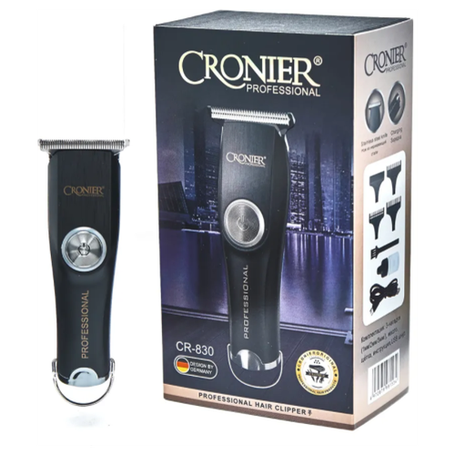 Профессиональный триммер для стрижки волос с насадками Cronier CR-830 (чёрный)