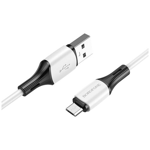 Кабель USB - микро USB Borofone BX79, 1.0м, круглый, 2.4A, силикон, цвет: белый