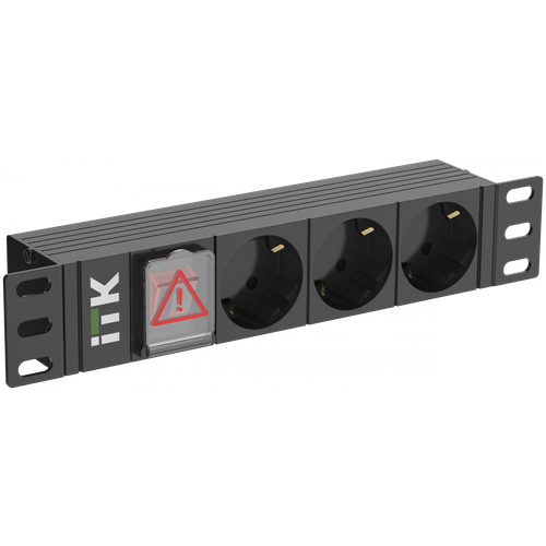 ITK PDU 3 розетки нем. ст. LED 1U вх. С14 10", IEK PH12-3D3-P (1 шт.)