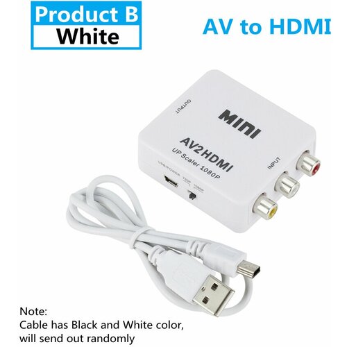 HD Видео конвертер mini AV2HDMI/ Переходник колокольчики RCA, AV вход на HDMI выход , Full HD белый