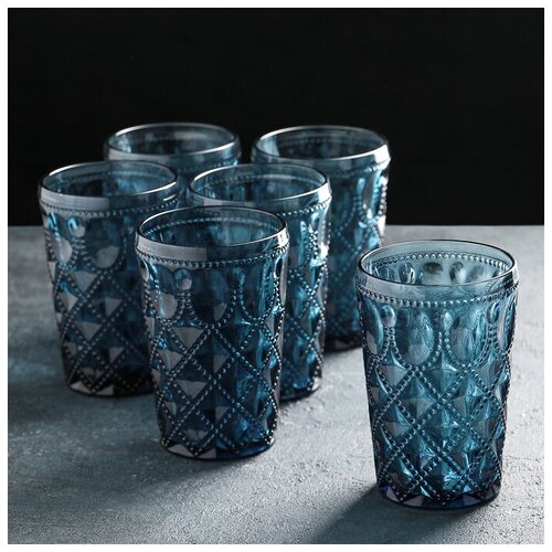 Набор стаканов Magistro «Варьете», 465 мл, 8,5×14 см, 6 шт, цвет синий