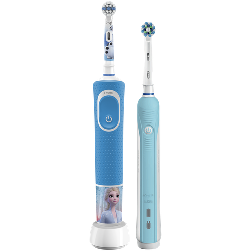  вибрационная зубная щетка Oral-B Family Edition: Pro 1 + Kids Холодное Сердце 2, голубой/бирюзовый