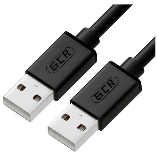 GCR Кабель 1.0m USB 2.0, AM/AM, черный, 28/28 AWG, экран, армированный, морозостойкий