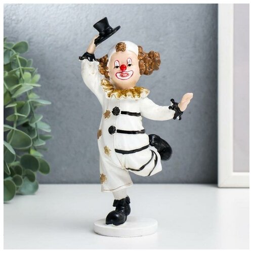 Сувенир полистоун "Клоун в полосатом костюме" чёрно-белый с золотом 18х7х10 см