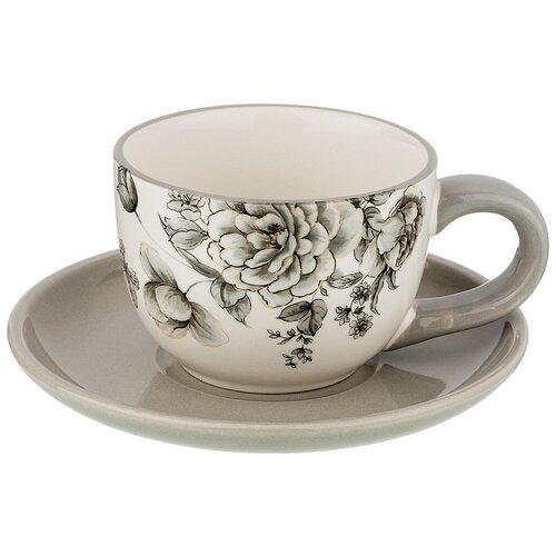 Чайная пара Agness Вдохновение, набор для чаепития на 1 персону: керамическая чашка 220 мл, блюдце, подарочная кружка для чая