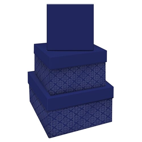 Набор квадратных коробок 3в1, MESHU "Blue style. Base", (19.5*19.5*11-15.5*15.5*9см)