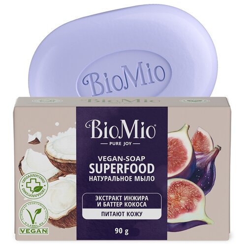 BioMio Мыло кусковое натуральное Superfood Инжир и кокос инжир и кокос, 90 г