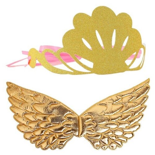 Карнавальный набор «Великолепие», 2 предмета: крылья, корона, цвет золото