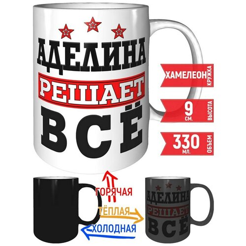 Кружка Аделина решает всё - с эффектом хамелеон.