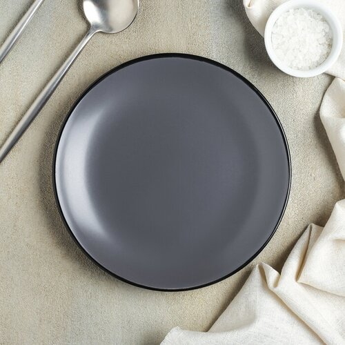 Тарелка керамическая десертная Доляна «Ваниль», d=19,6 см, цвет серый