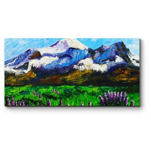 Модульная картина Горы, нарисованные маслом 190x95