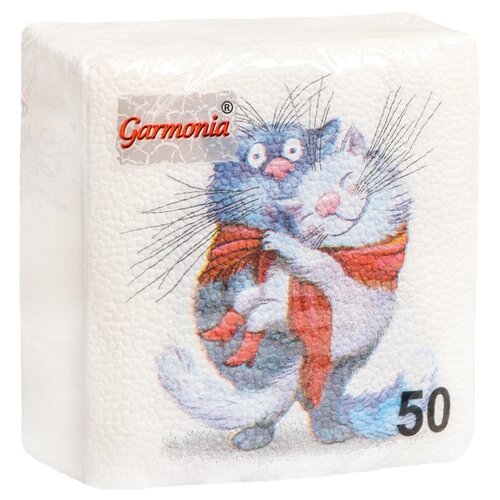 Салфетки Garmonia Влюбленные коты, 50 листов, 1 пачка, бесцветный