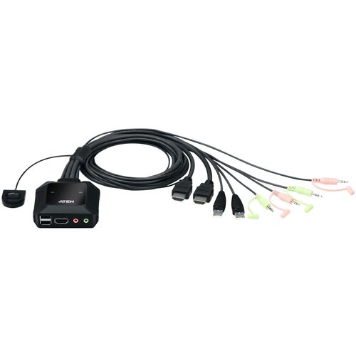 KVM-переключатель ATEN CS22H [CS22H-AT] кабельный, 2 порта, USB, 4K HDMI, пульт удаленного переключения порта ATEN CS22H