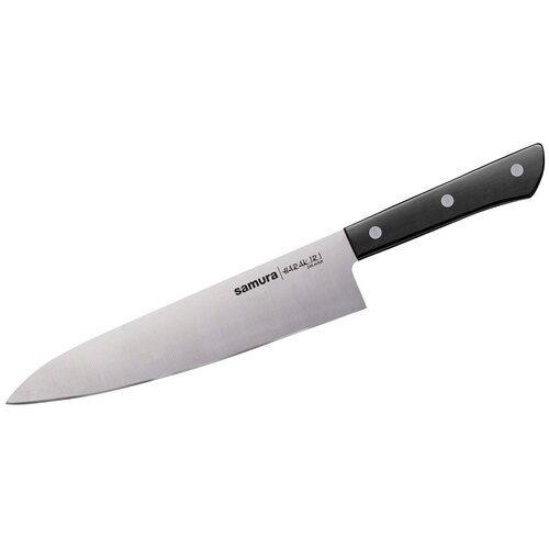 Нож кухонный SAMURA Harakiri, шеф, лезвие 20,8 см, черная рукоять, сталь AUS-8