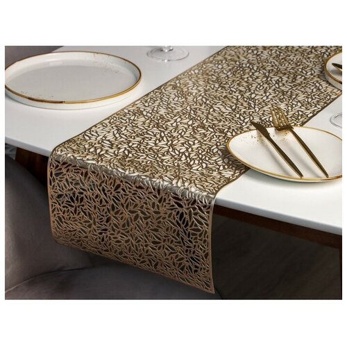 Дорожка на стол Доляна «Манифик», 30×150 см, цвет золотой