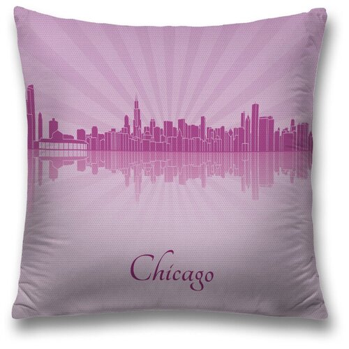 Наволочка декоративная на молнии, чехол на подушку JoyArty "Многоэтажный Чикаго" 45х45 см