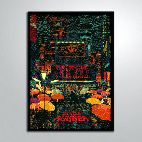 Постер в раме/Ридли Скотт Бегущий по лезвию Киберпанк Арт Blade Runner