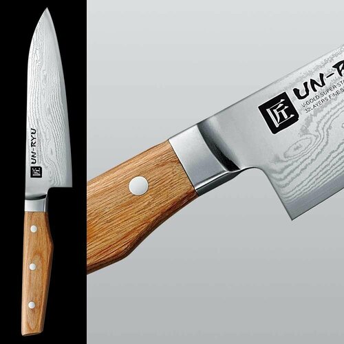 Поварской шеф-нож Гюйто Shimomura UNR-01 (170 мм) - Нож кухонный, сталь V-Gold №10 в нерж. обкладках 33 слоя, рукоять pakka wood