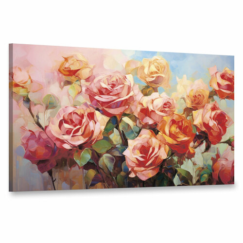 Интерьерная картина 100х60 "Розы масло"