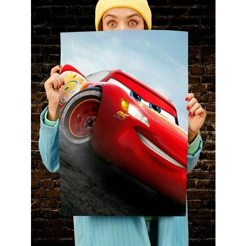 Постер интерьерный Тачки 2, 70х46 см. Матовый яркий. Молния маквин The Cars