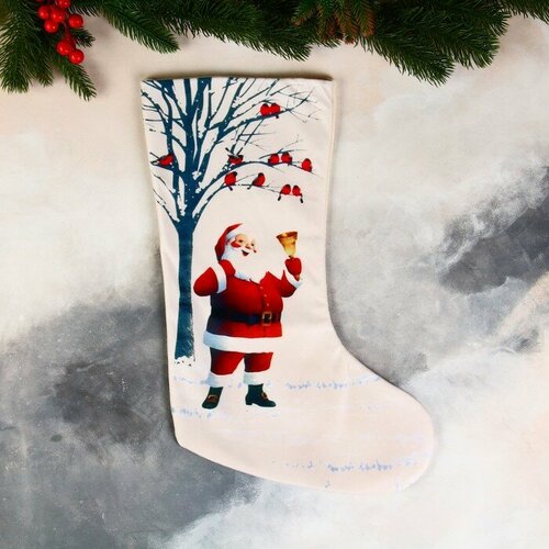 Зимнее волшебство Носок для подарков "Дед Мороз в лесу" 26х40 см, белый