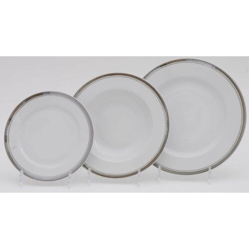 Набор тарелок 18 предметов Платиновая лента Размер: 19 см, 22,5 см, 25 см