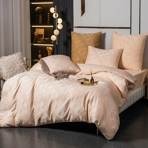 Комплект постельного белья Сатин Жаккард GC005, 2-спальное, 2 наволочки 50 х 70
